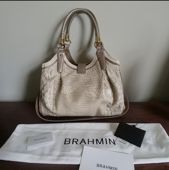 Brahmin | Bags | Brahmin Elisa Signature Limestone Tritexture Nwt ...